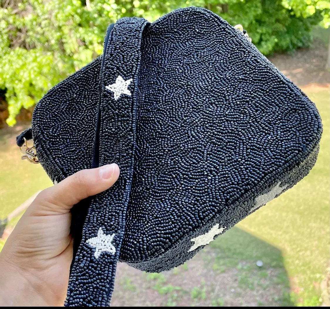 Blue Star Luxury Crossbody Handbag Beaded Crystal Clutch Bag with ...