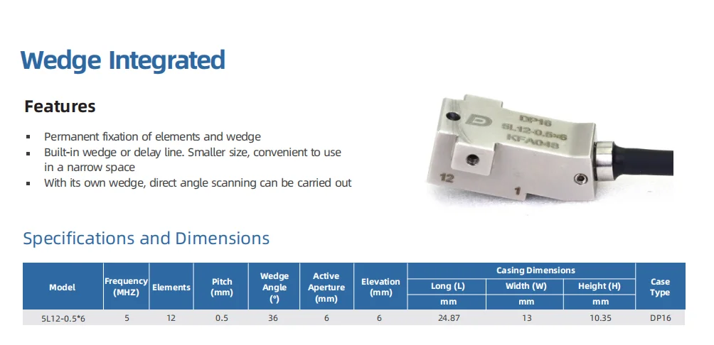 Doppler PAUT Probes - Wedge Integrated for Ultrasonic Testing