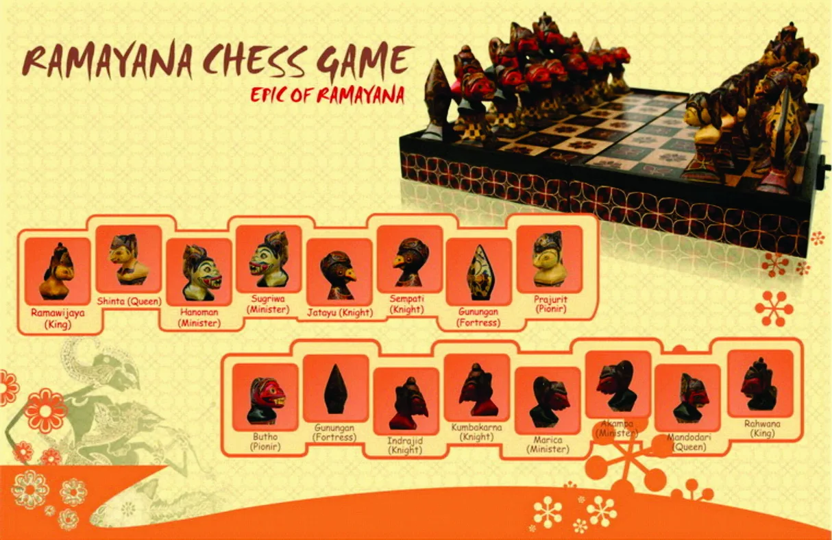 Luxury Chess Set Wooden Ramayana Figures With High Quality Chess Board ...