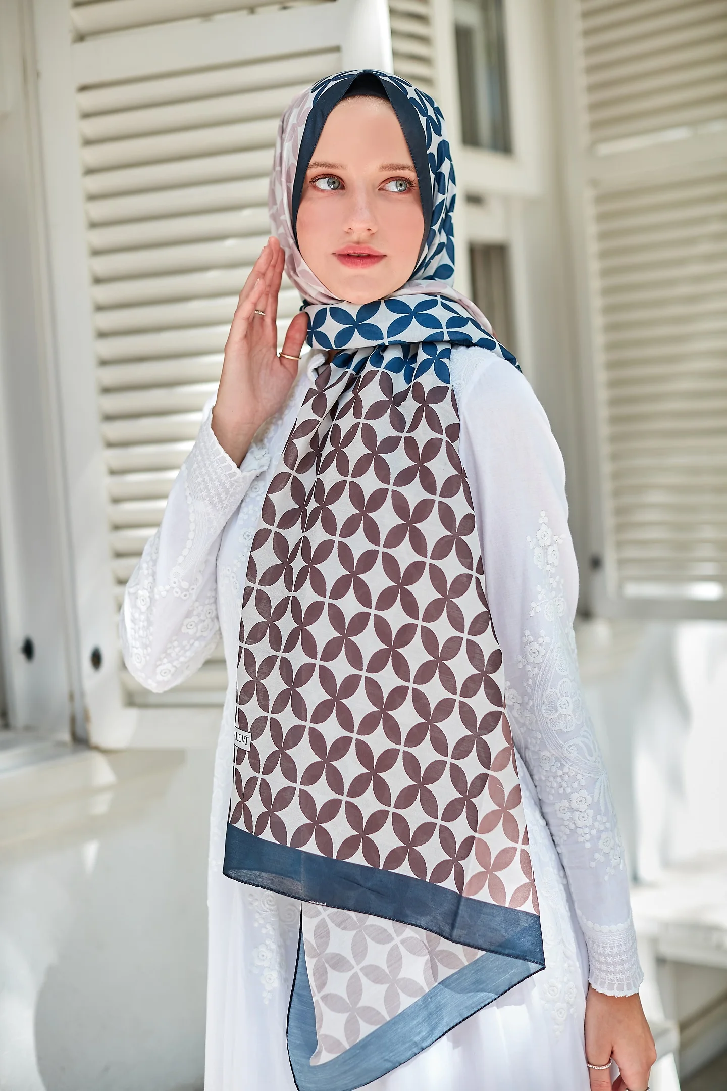 Women's Shawl Hijab Checked Navy Blue Color 100% Polyester Size 70 X ...