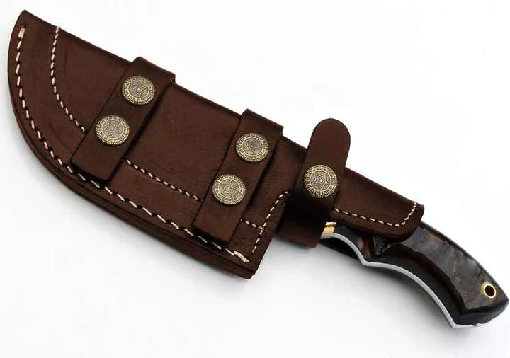 Tracker Fixed Blade Knife With Comfortable Grip Wooden Handle And ...