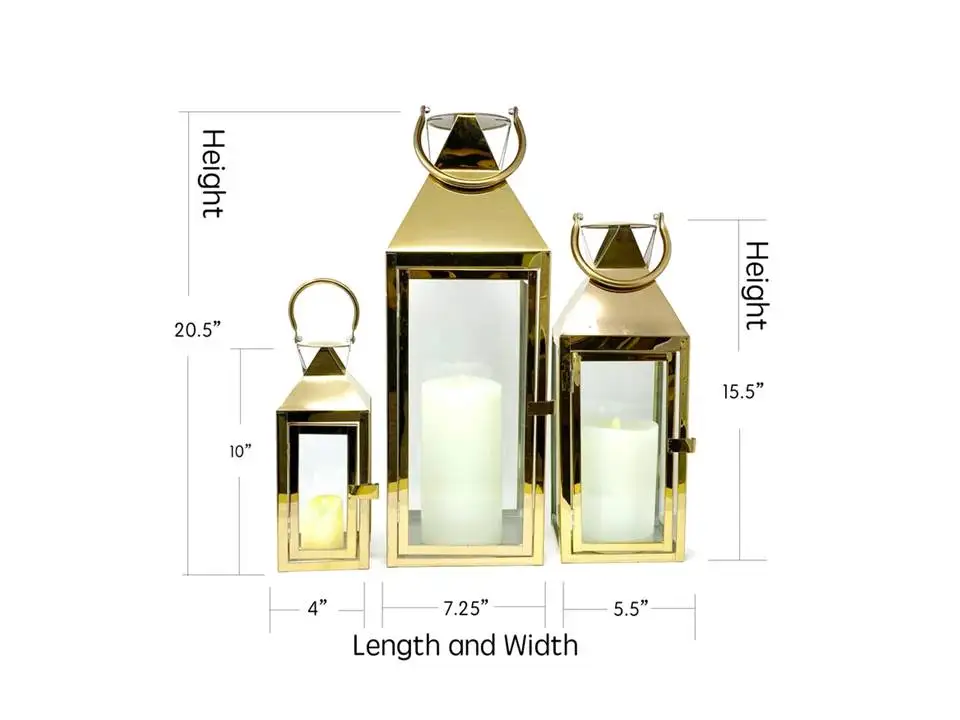 Fancy Design Gold Lantern - Decorative Metal Candle Holder