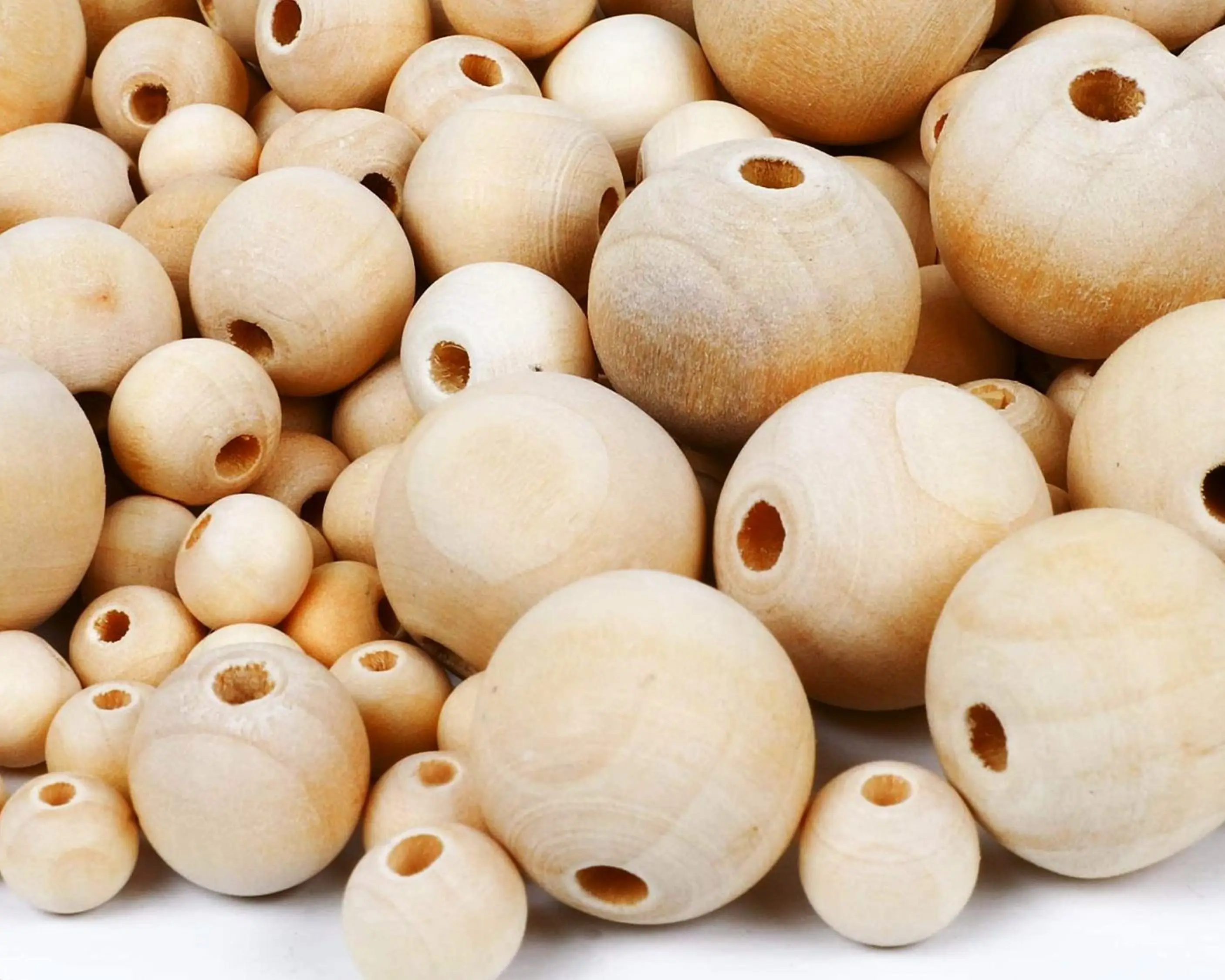 Mirha 25mm 30 Pieces Natural Wood Beads Unfinished Custom Colored ...