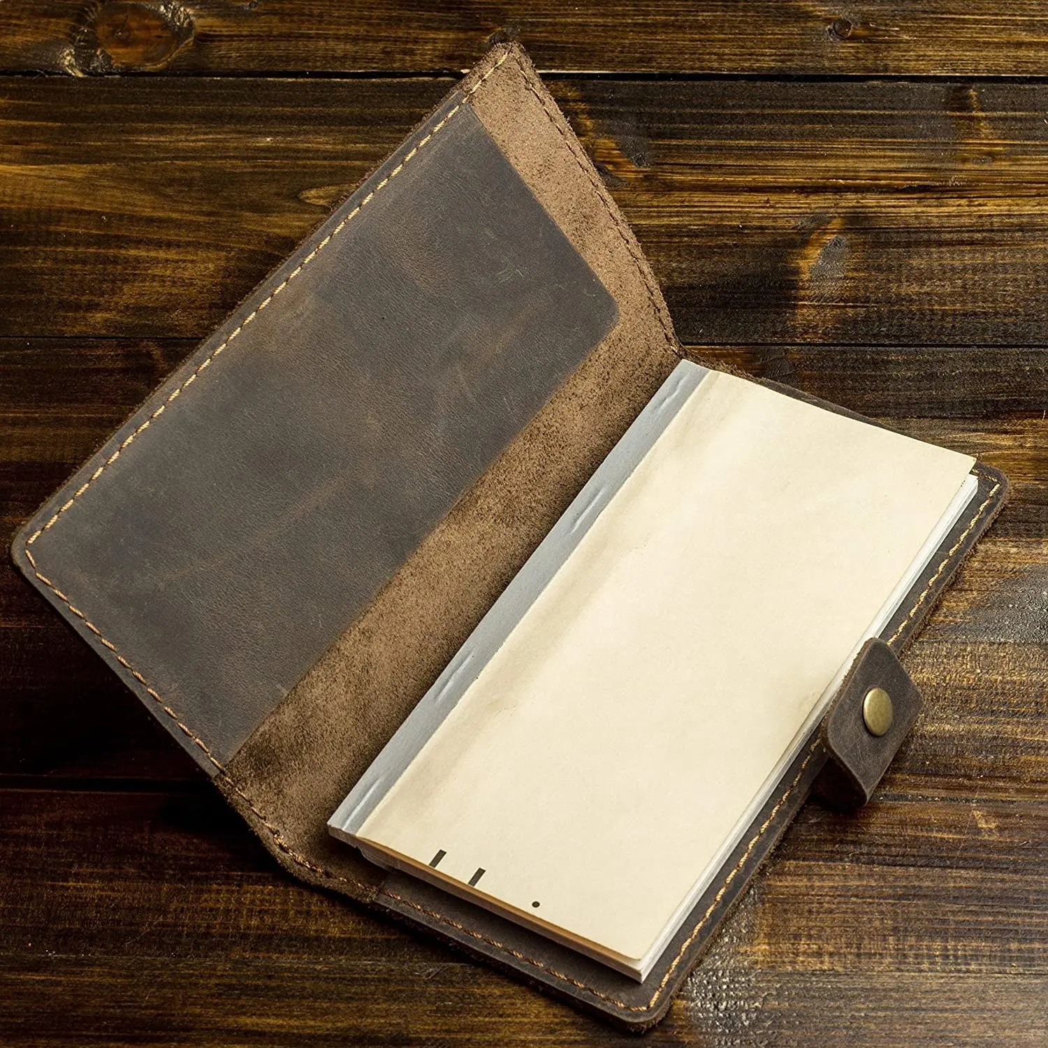 Rustic Durable Thick Leather Cheque Book Cover,Minimalist Organizer ...