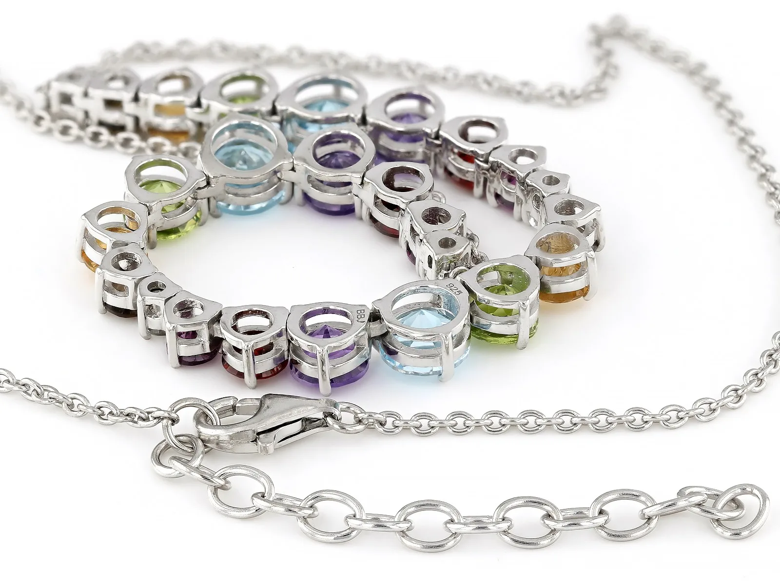 Radiant Spectrum Multi-gem Necklace,Rhodium Over Sterling Silver,A ...