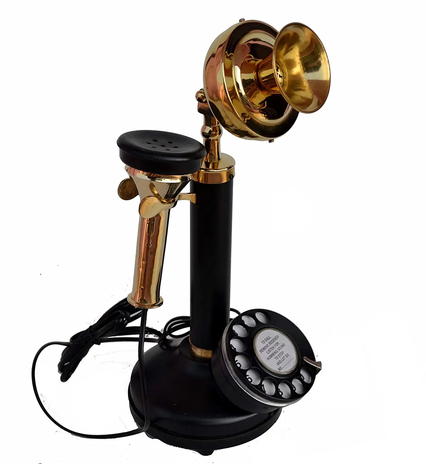 Metal Craft Brass Landline Telephone Traditional Rotary Dial Home And ...