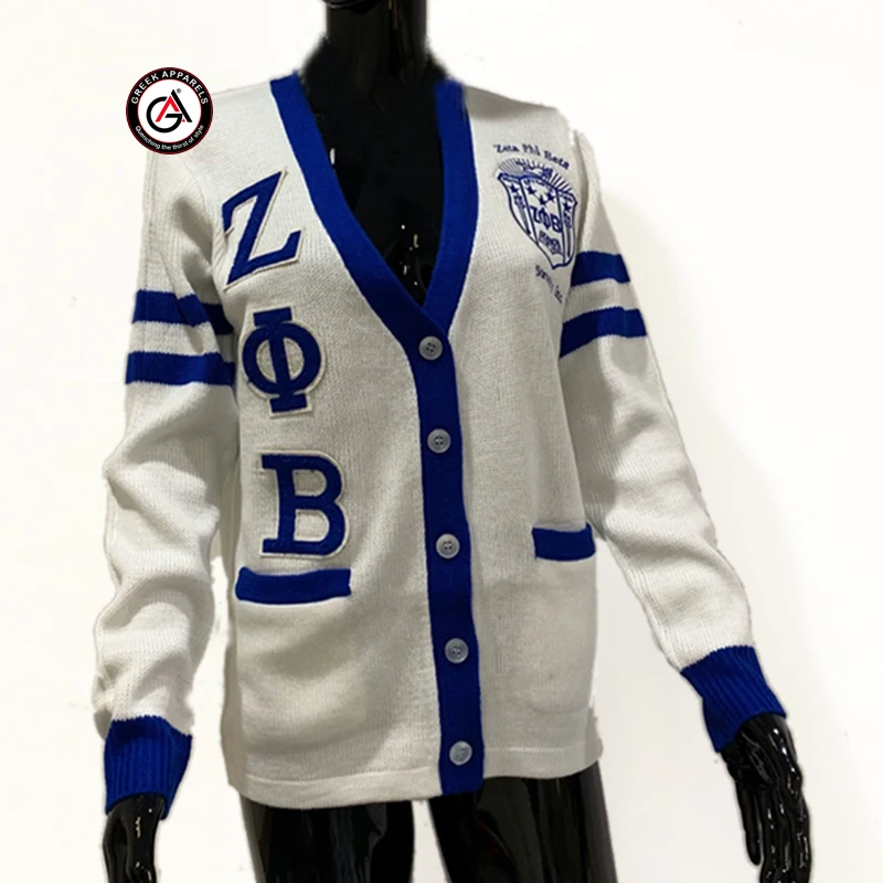 Zeta Phi Beta Sorority Embroidery Women Acrylic Cardigans | Sorority ...