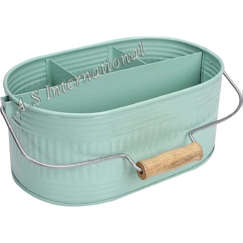 Galvanized Kitchen Caddy Holder With Handle Powder Coated Metal Caddy ...