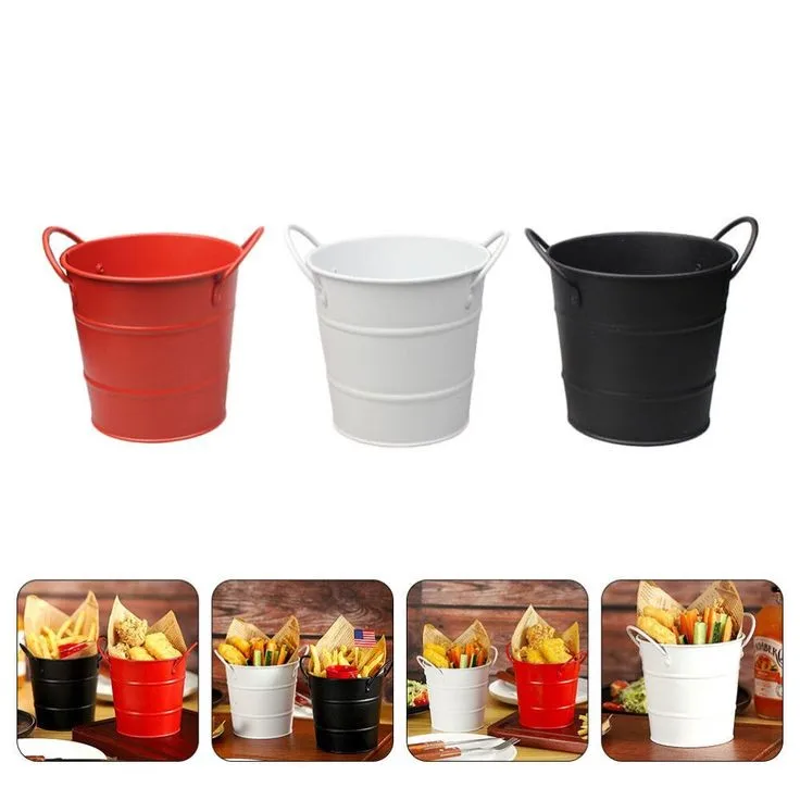 Mini Metal Ice Buckets for Garden Party - Fry Pail Iron Food Basket