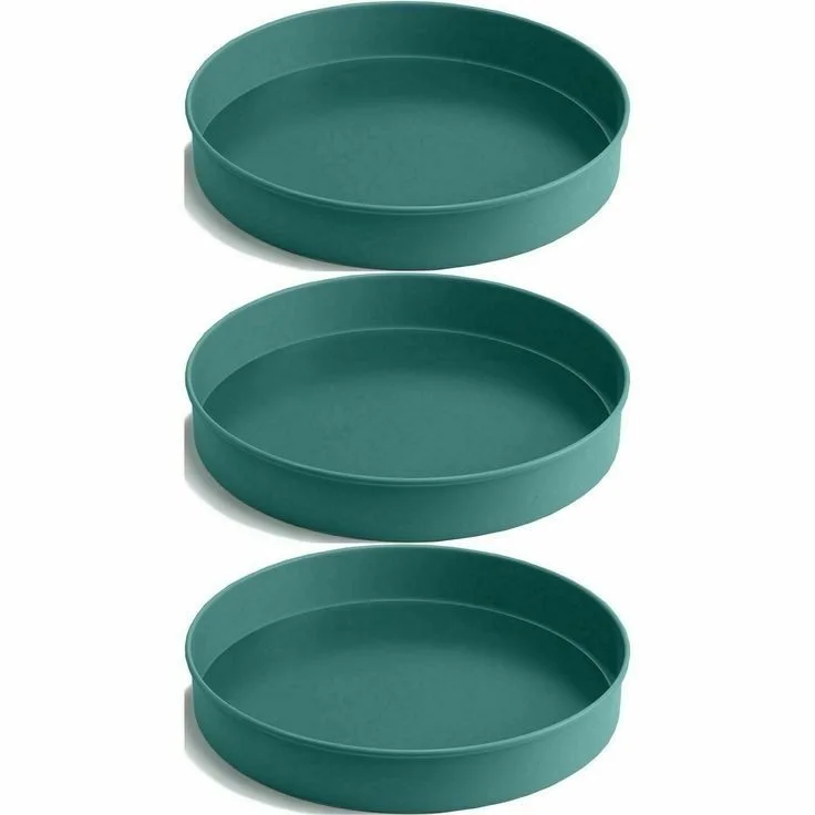 Round Galvanized Metal Serving Tray Set With Rivets On The Border With ...