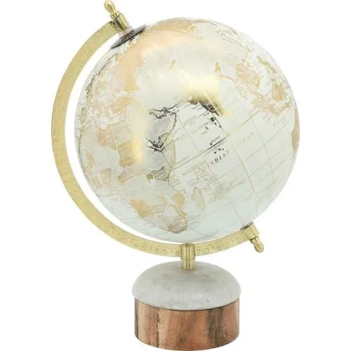 Best Wooden Look Globe Base In Half White Color Globe Home Decor Office ...