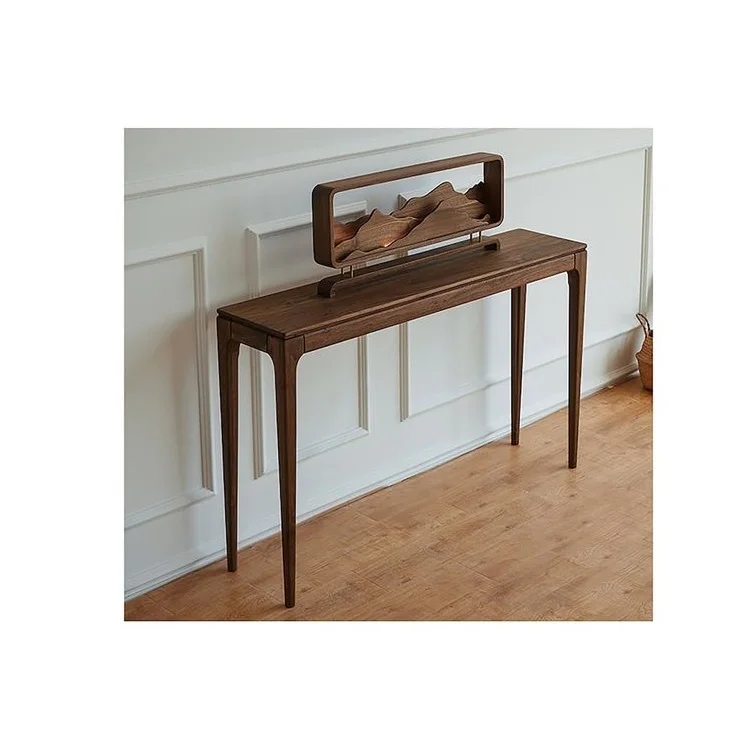 Modern Wooden Coffee Table with Open Shelf & White Center