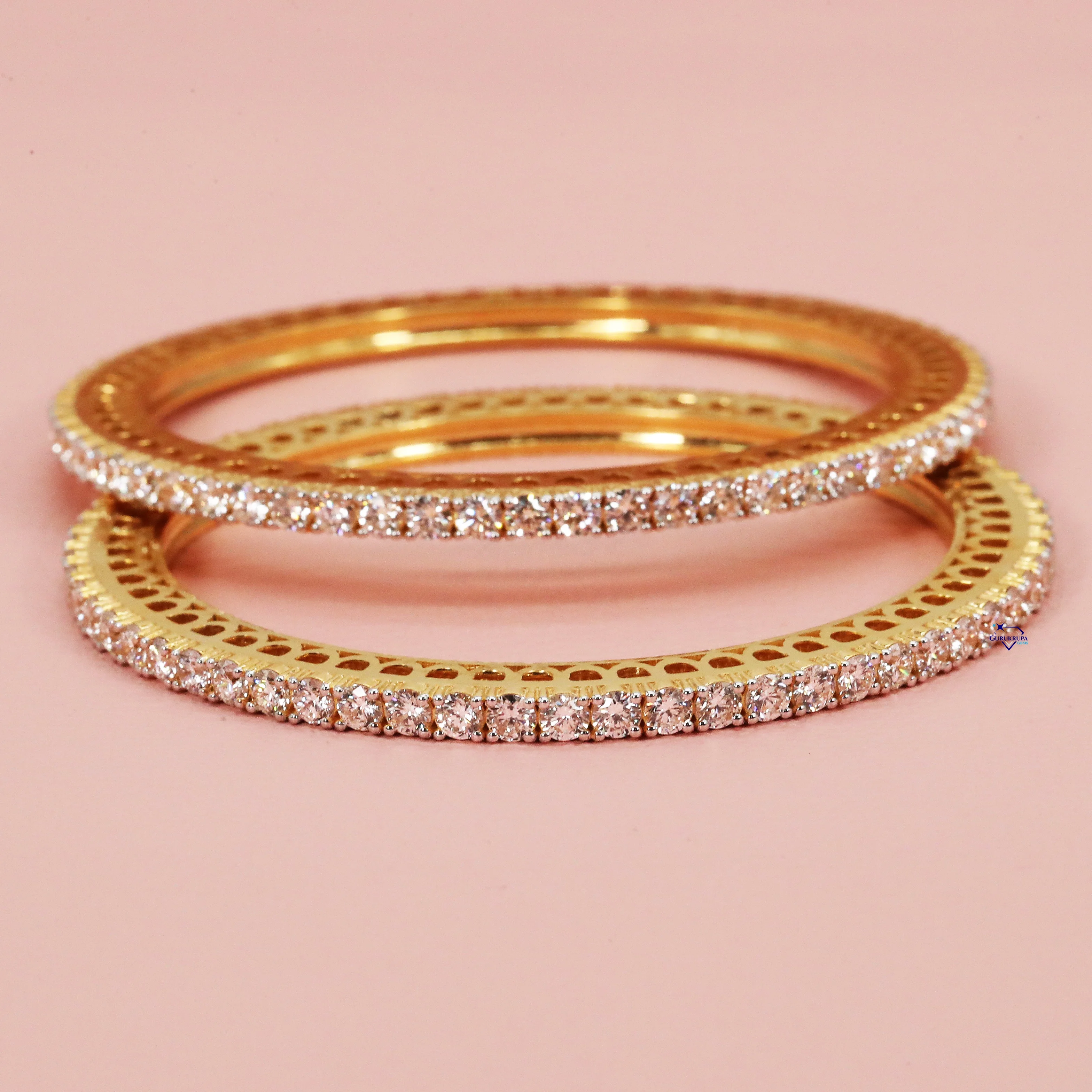 Modern Gold Bangles Designs With Lab Grown Round Cut Gold Diamond 14 Kt ...