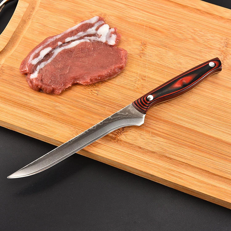 Stainless Steel Fixed Blade Handmade Damascus Hunting Fishing Wooden ...