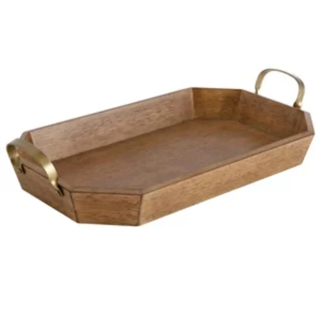 Square Shape Wooden Serving Tray With Two Handles For Restaurant Cafe ...