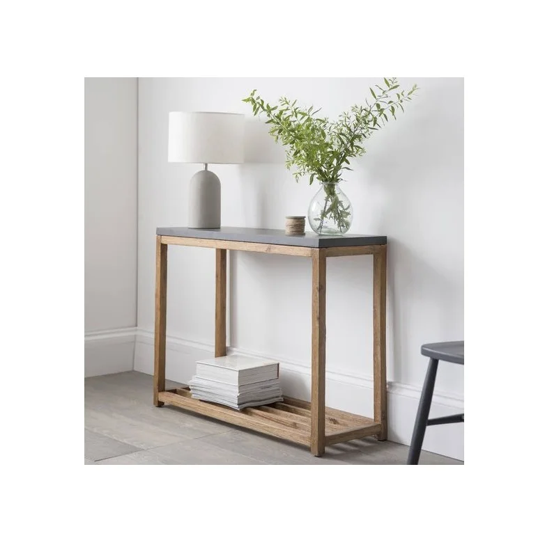 Modern Wooden Coffee Table with Open Shelf & White Center