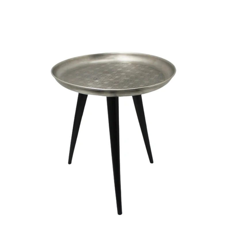 Round Iron Centre Table Top Plate Pink Texture On 3 Legs Gold Color ...