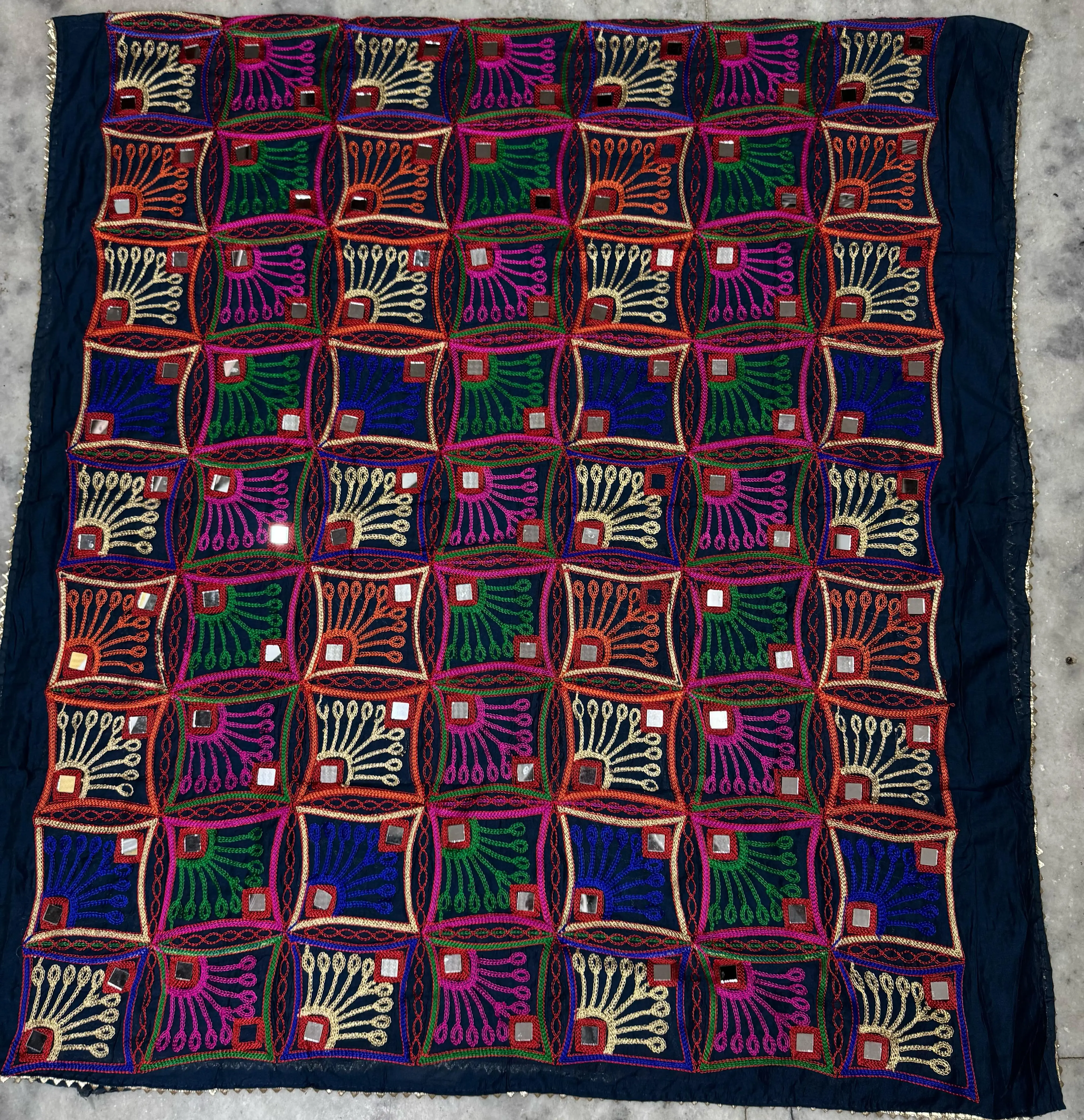 Wholesale Heavy Gujarati Embroidered Mirror Work Dupatta with ...