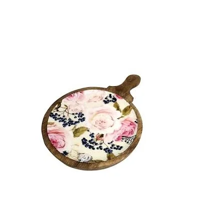 Wooden Pizza Pan Board Acacia Bark Serving Board with Handles for Pizza ...