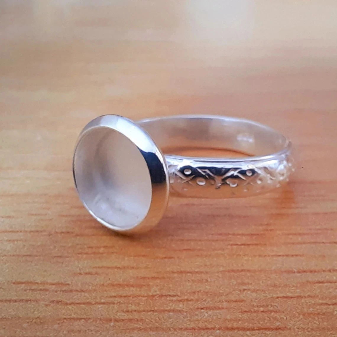 925 Pure Sterling Silver 23 MM Round Collet Cup Rings US-7 Size 7-30MM ...