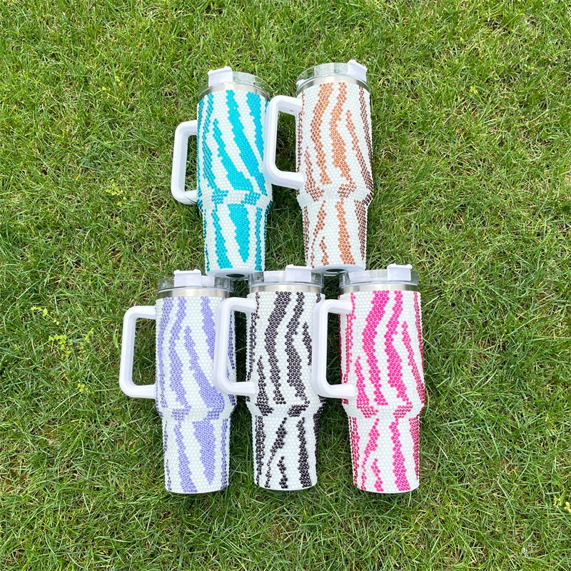 Super Sparkly 40oz Bling Zebra Tumbler With Lid Crystal Tumbler ...