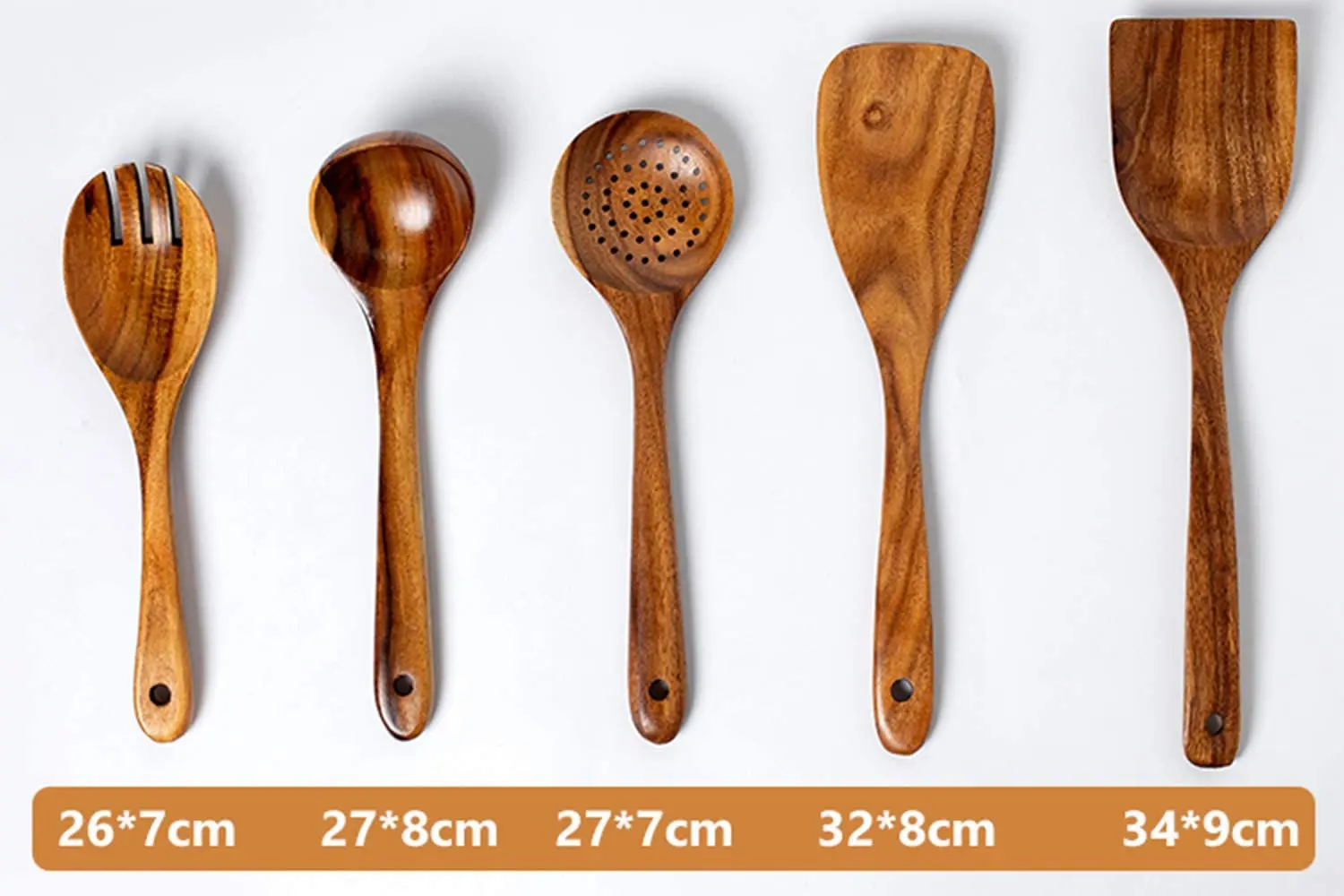 Wooden Kitchen Utensils Set 5 Pcs Natural Acacia Wooden Cooking Set For ...