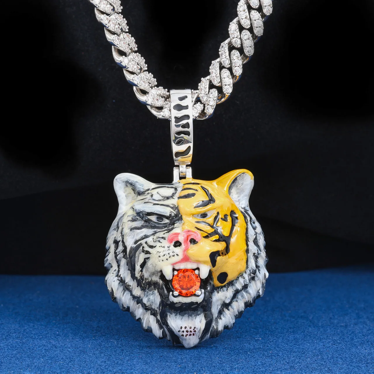 Tiger Ice Moissanite VVS Diamond Jewel Hip Hop Style Tiger Head Pendant ...