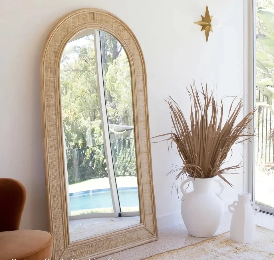 Contemporary Style Mirror Vertical Rattan Decorative Mirror For Every ...