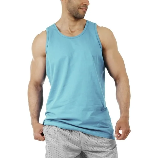 Customizable Men's Gym Tank Tops Sky Blue Wholesale Sports Singlets ...