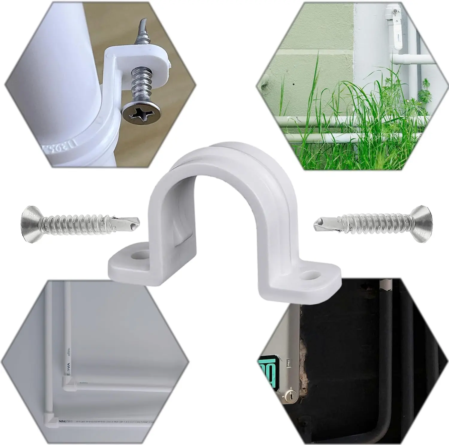 10 Set Pipe Clamps,Pvc Pipe Strap Clips,Two Hole Plastic Pipe Clamps ...