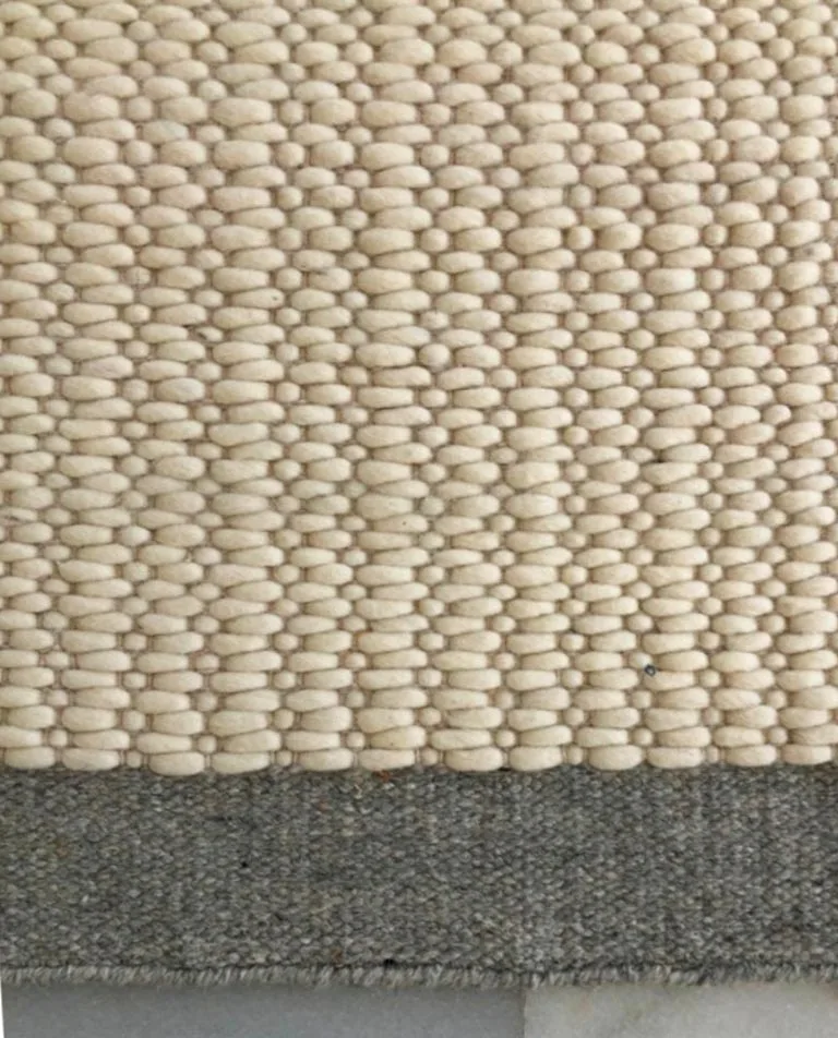 Indian Hand Made Wool and Cotton White Color Textured Flat Pile Area ...