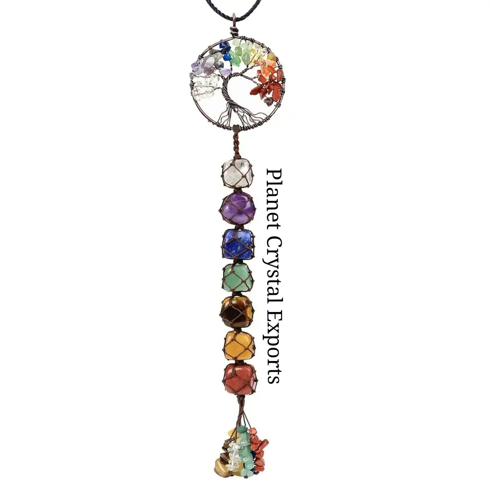 7 Chakra Stones Healing Crystal Wall Hanger Tumbled Gemstone Meditation ...