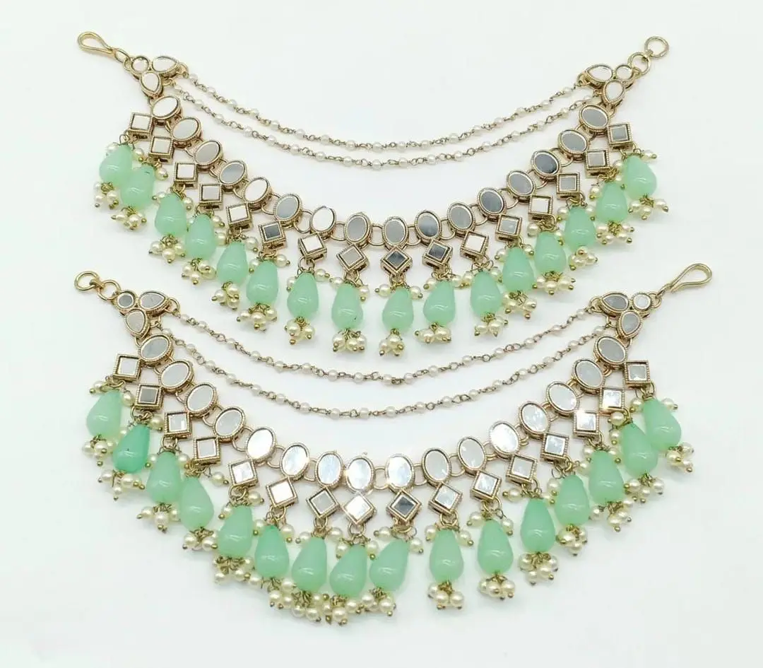 Gold Plated Hair Chain Earrings For Women Multy Coloured - Buy 4k Gold ...