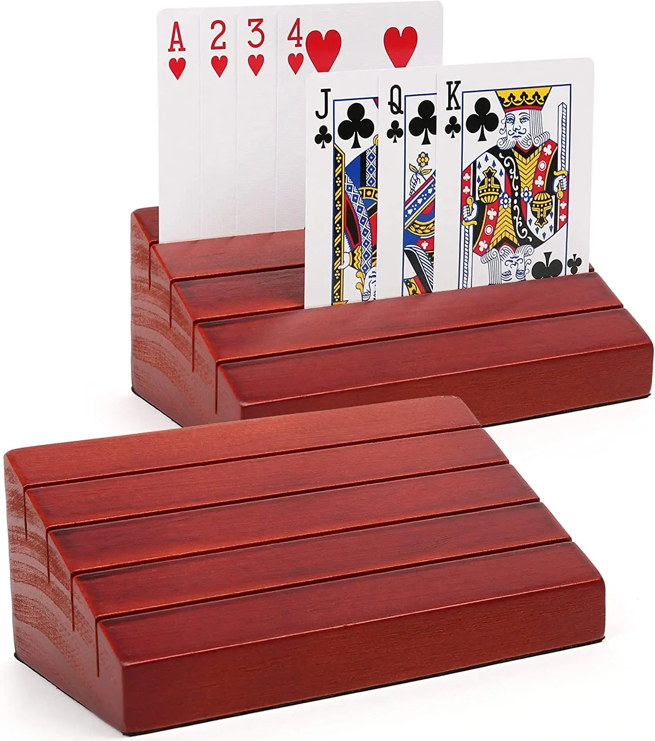 Playing Card Holder For Kids Seniors,Pack Of 2 Wooden Hands Free Cards ...