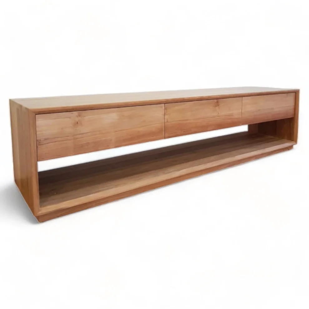 Mid Century Modern Solid Wood TV Stand - Stylish & Functional