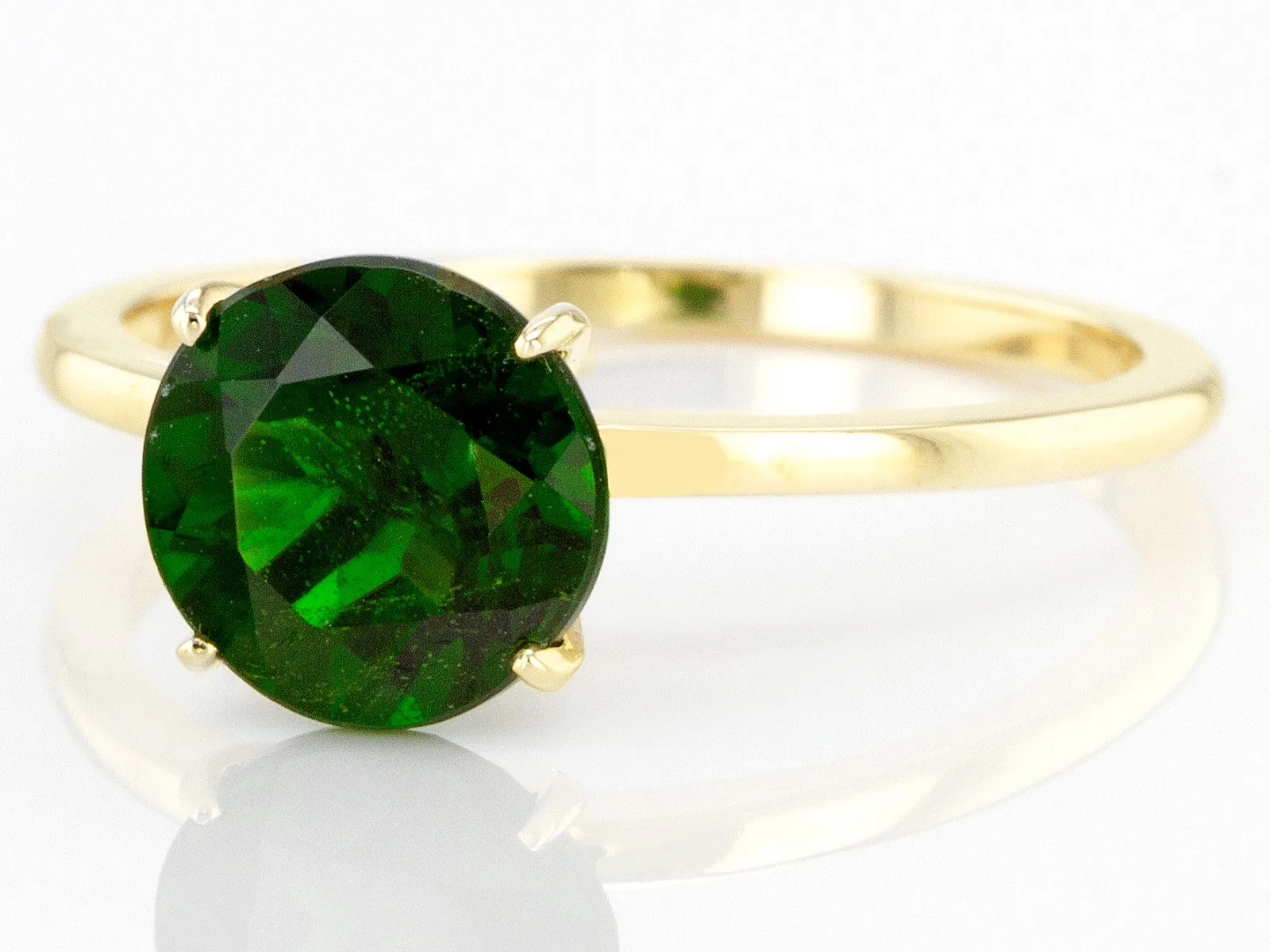 Glowing Green Chrome Diopside 10k Yellow Gold Solitaire Ring | A ...