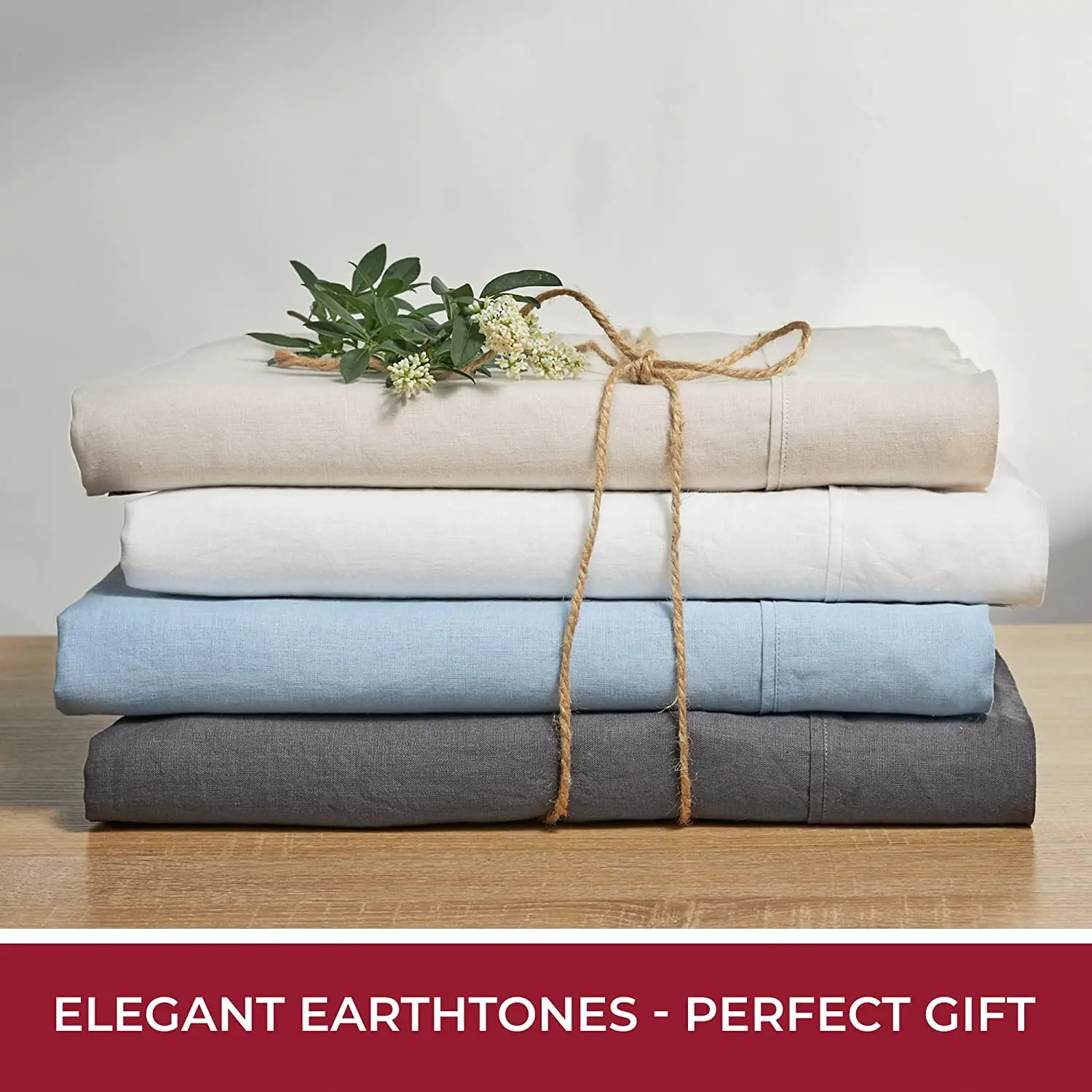 100% Washed Linen Sheet SetNatural France Flax Bed Sheet-4 Pcs ...