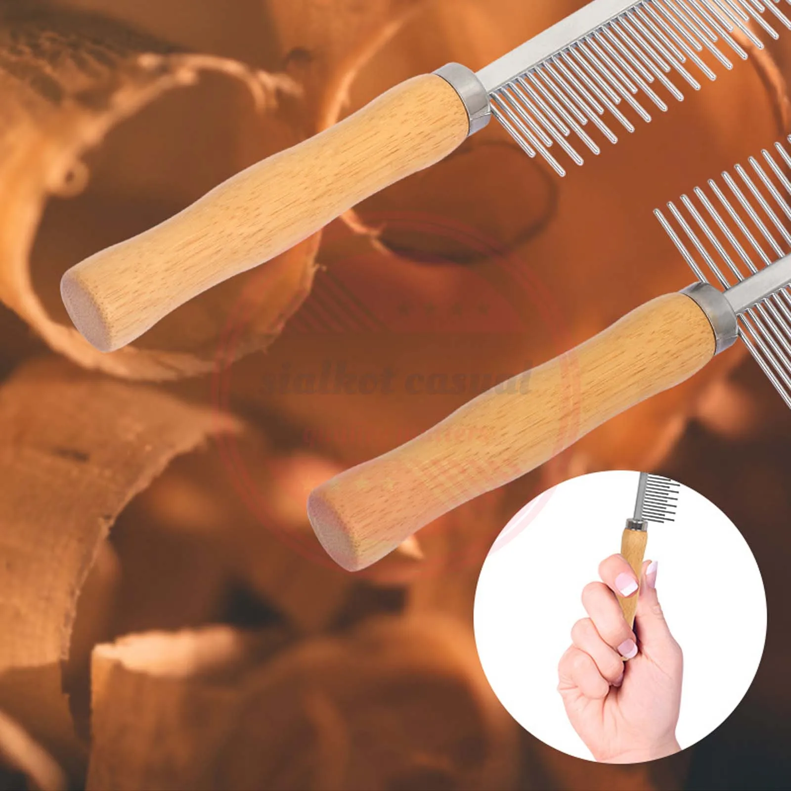 Stainless Steel Teeth Grooming Combs With Wooden Handle\ High Quality ...