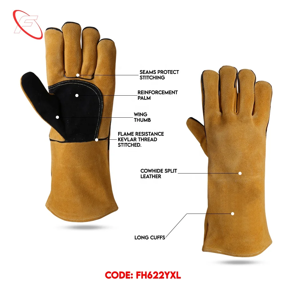 Premium Quality Heavy Industrial Welding Reinforced Palm Safety Gloves ...