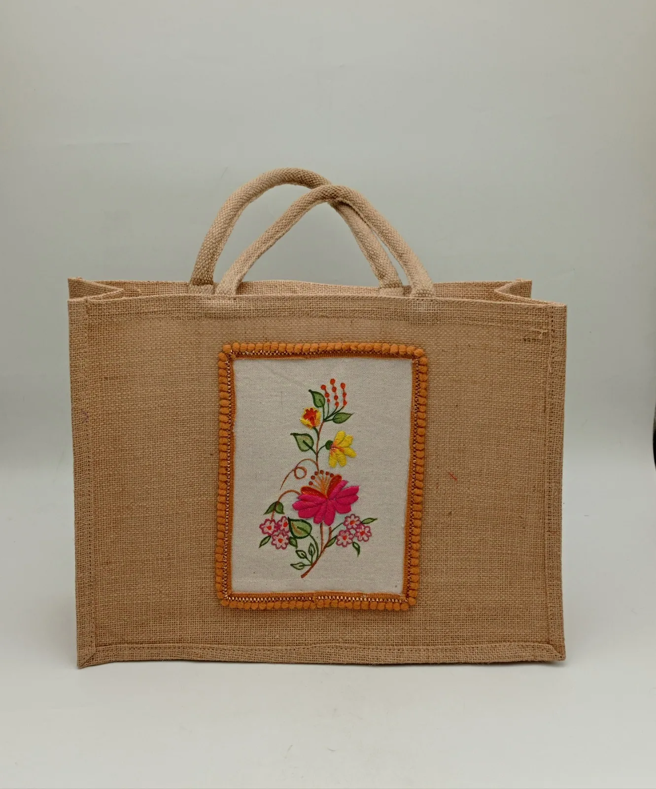 Handmade Embroidered Jute Shopping Bag - Global Production