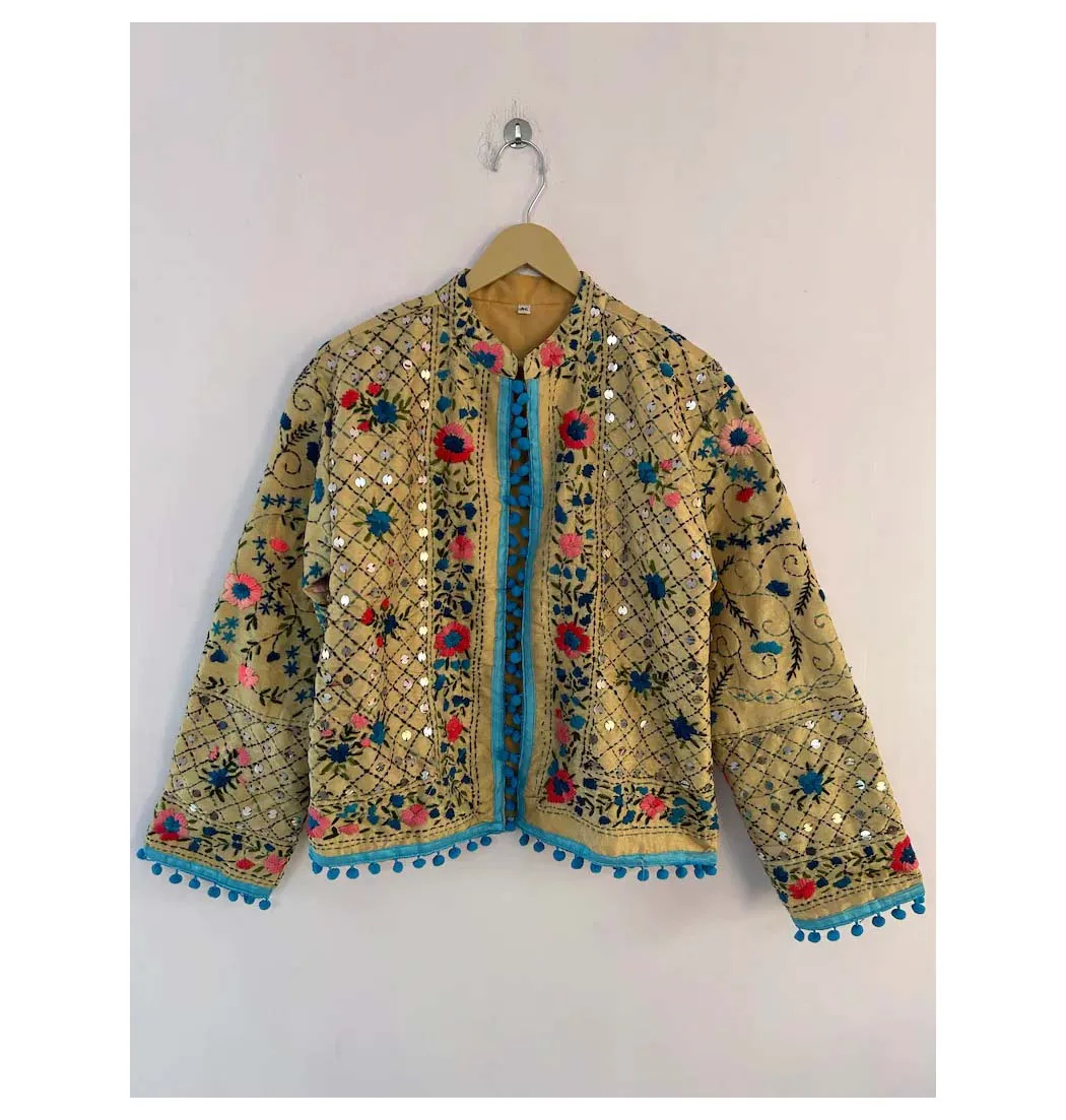 Indian Traditional Phulkari Embroidered Jacket Coat For Women Super ...