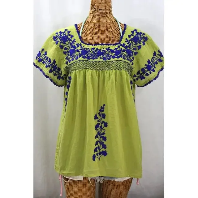 Indian Handmade Embroidered Mexican Short Sleeve Mexican Top Cotton ...