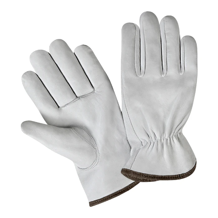2024 Sheepskin Leather Men's Work Driver Glove White Work Driver Safety Gloves Waterproof Hand ...