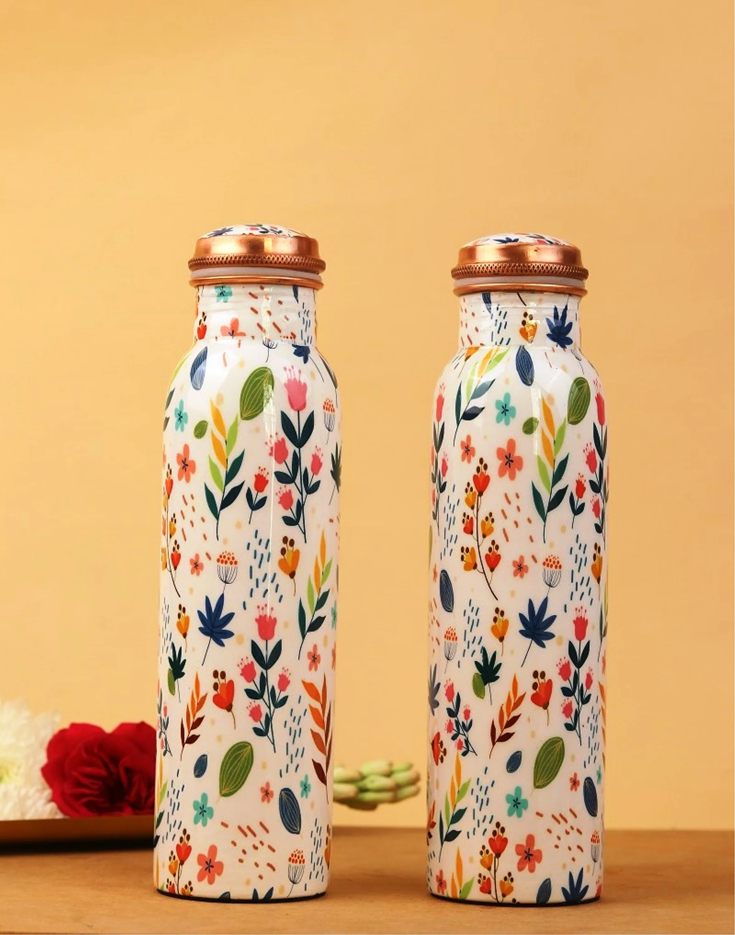 Modern Botanic Print Copper Bottle 750 Ml Zinger Art Home Copper Water ...