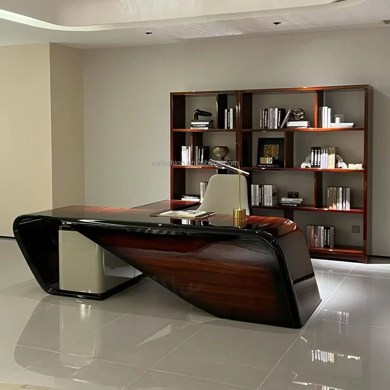 Modern Executive Office Desk with Bookshelf | High-Quality Workstation ...