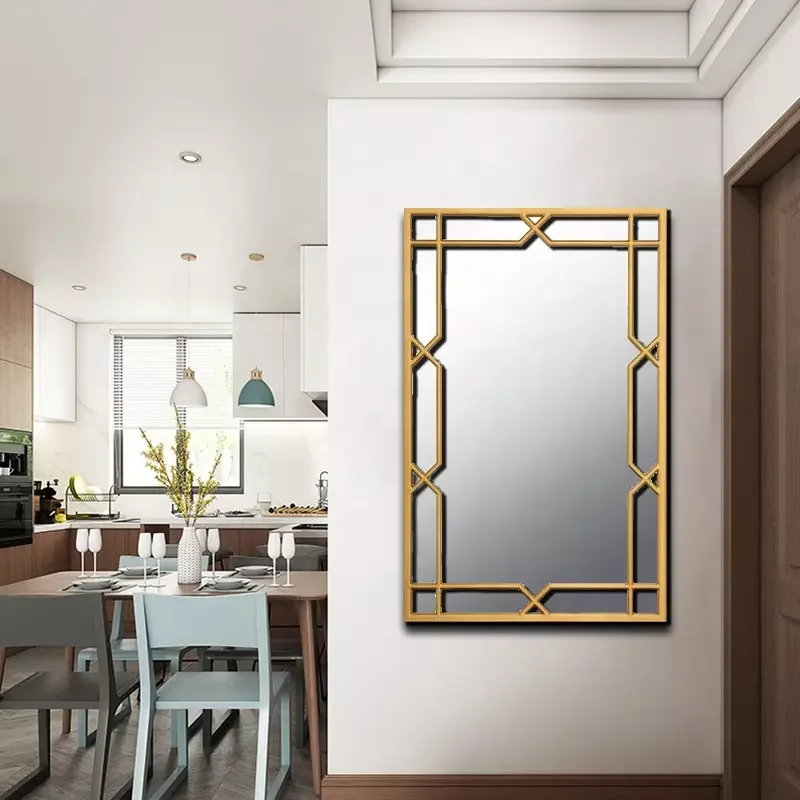 Luxury Design Iron Wall Mirror Big Size Living Room Rectangular Decorative Wall Mirror Makeup ...
