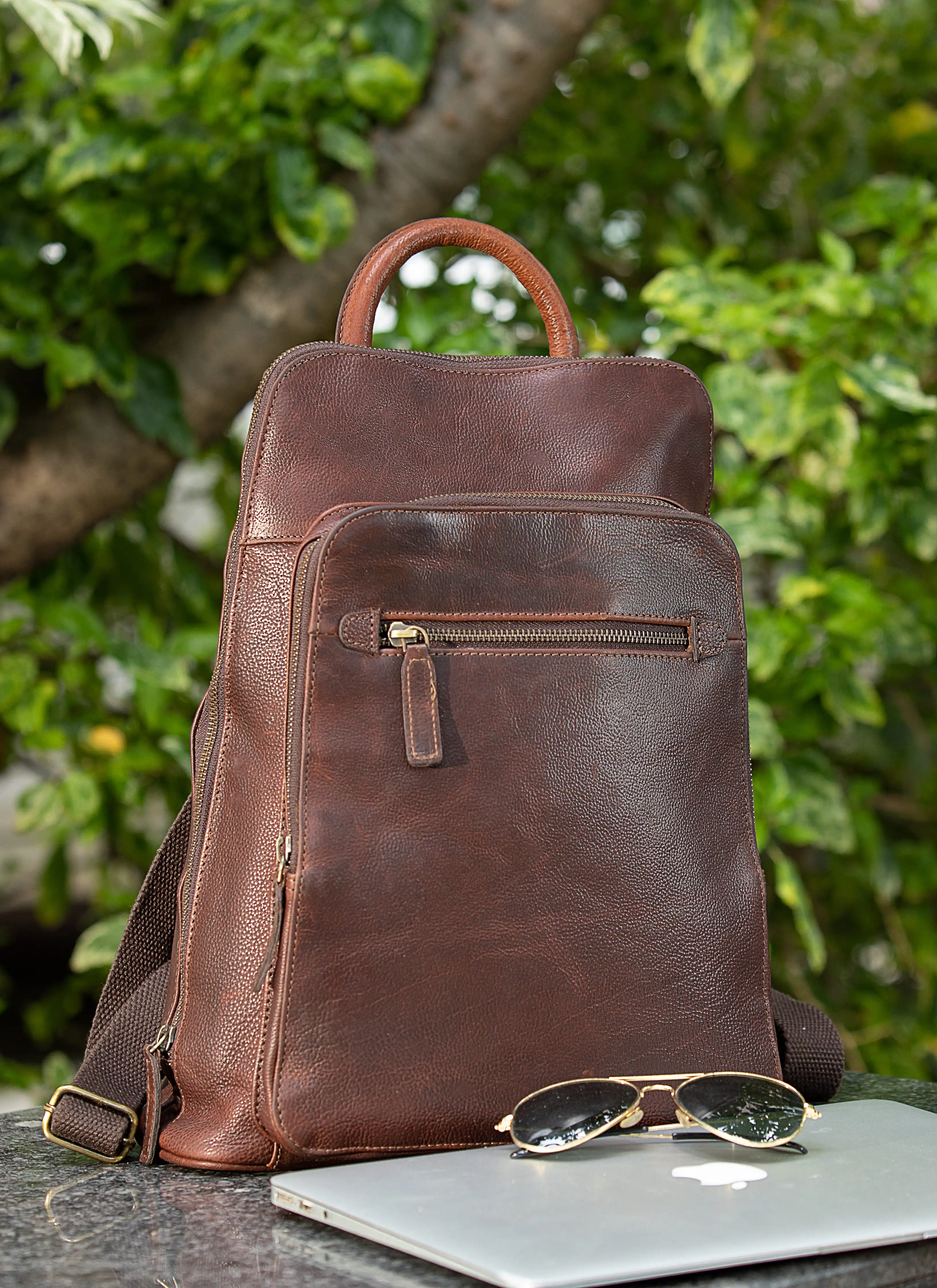 High Quality Kawa Oil Wax Buff Brandy Genuine Leather Brown Back Pack ...