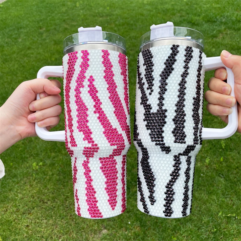 Super Sparkly 40oz Bling Zebra Tumbler With Lid Crystal Tumbler ...