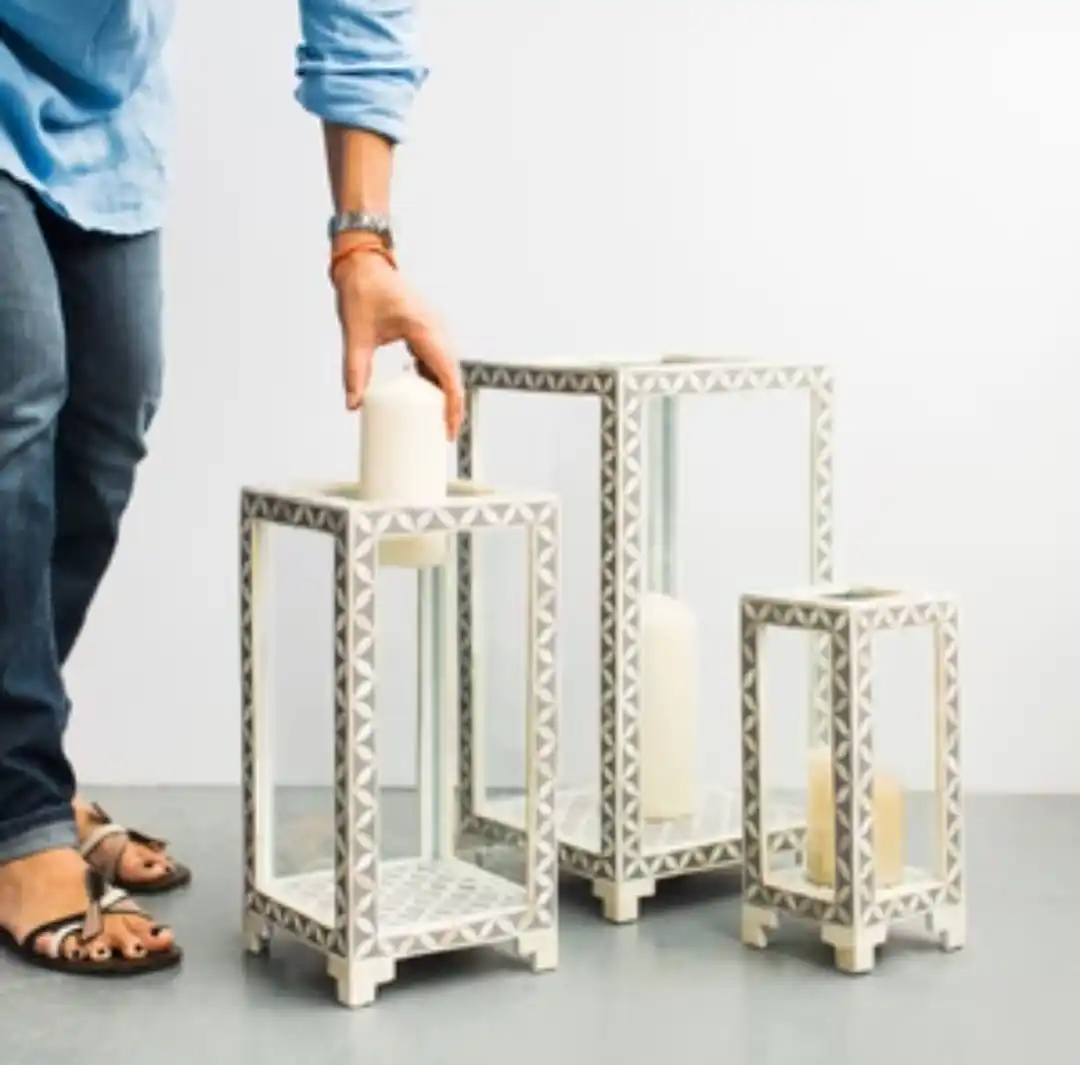 High Quality Bone Inlay Candle Lanterns And Candle Jars Home Decoration ...