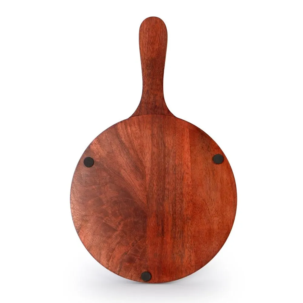 Round Wooden Serving Pan Pizza Platter For Home Cafe Kitchen Restaurant ...